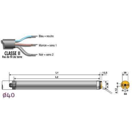 Somfy LS40 mars 9/14 avec carré (SO 1020052) - Expert domotique